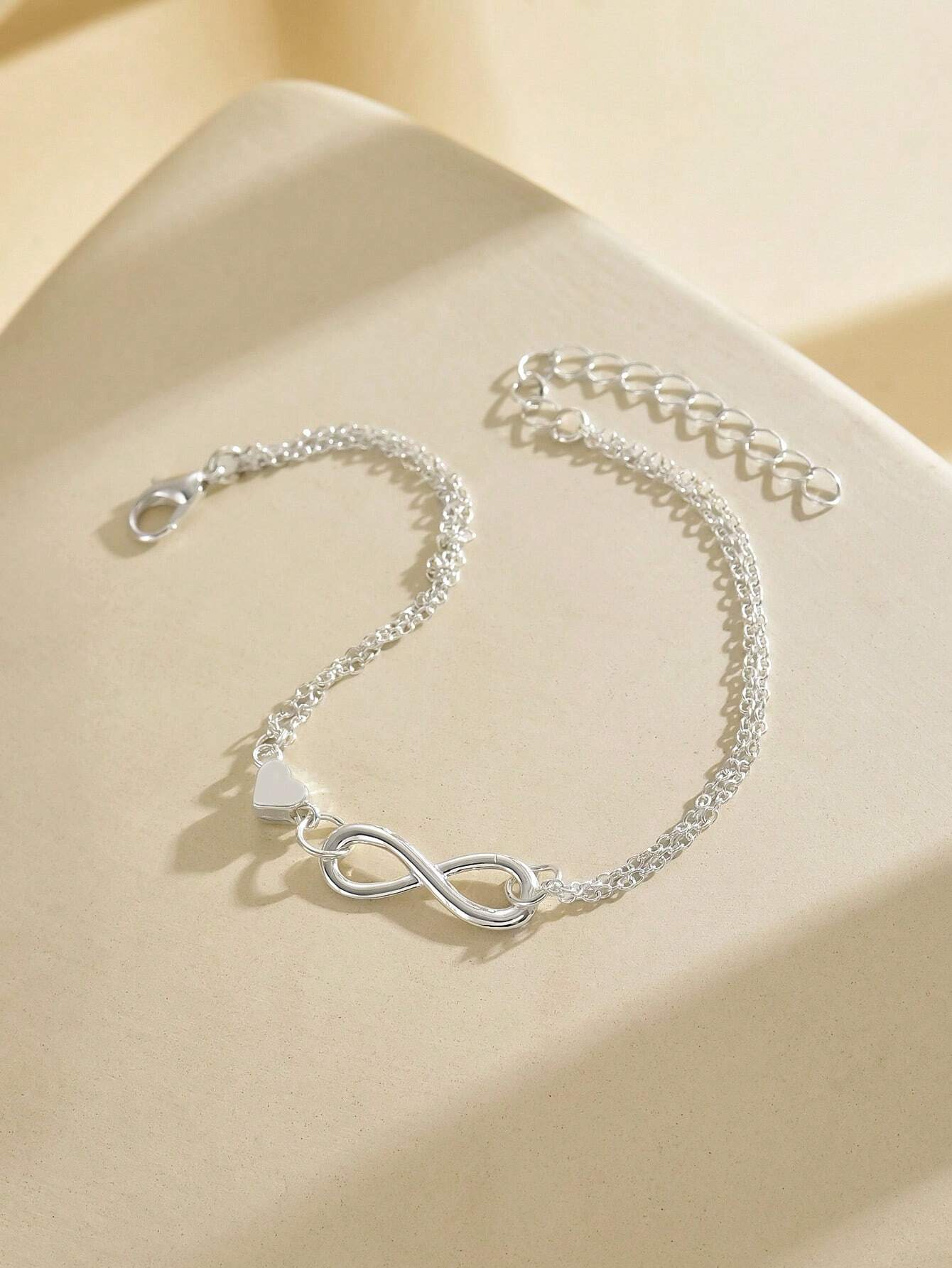 Bransoletka na nogę srebrna Infinity Heart z sercem | Gerlinde.pl
